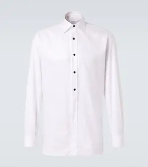Brioni Cotton Poplin Tuxedo Shirt - White