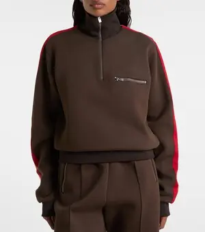 MAISON MARGIELA Cotton-blend Jersey Half-zip Sweatshirt