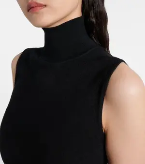 Loro Piana Sleeveless Turtleneck Cashmere Top - Black