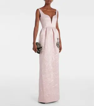 Erdem Embroidered Satin Gown