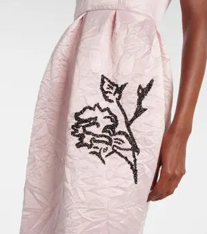 Erdem Embroidered Satin Gown