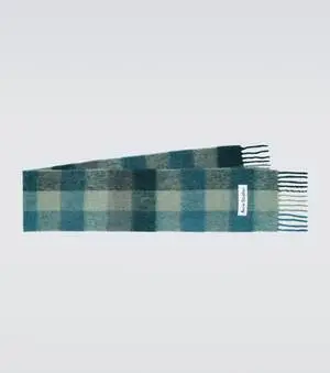 Acne Studios Checked Alpaca And Wool-blend Scarf - Blue