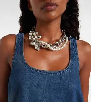 Simone Rocha Distressed Denim Minidress - Blue