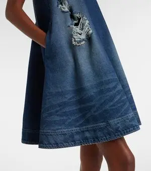 Simone Rocha Distressed Denim Minidress - Blue