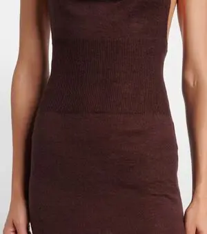 AYA MUSE Reed Halterneck Maxi Dress - Brown
