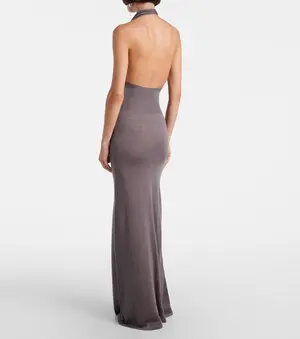 AYA MUSE Reed Halterneck Maxi Dress - Grey