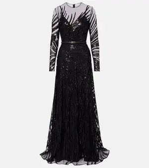 Elie Saab Embellished Gown - Black