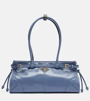 Prada Prada Bonnie Medium Leather Shoulder Bag Blue