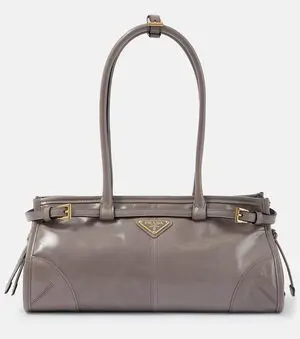 Prada Bonnie Medium Leather Shoulder Bag - Grey