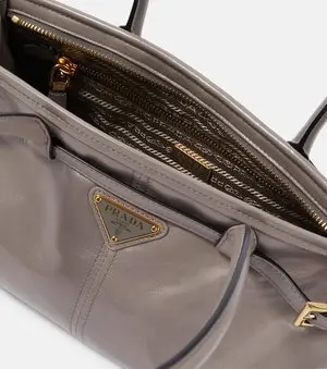 Prada Bonnie Medium Leather Shoulder Bag - Grey