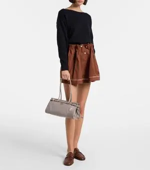 Prada Bonnie Medium Leather Shoulder Bag - Grey