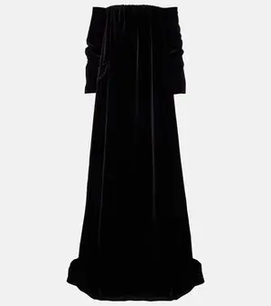 Max Mara Open-back Cotton Velvet Gown