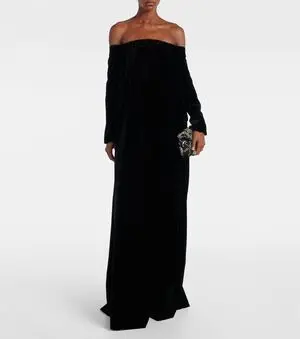 Max Mara Open-back Cotton Velvet Gown