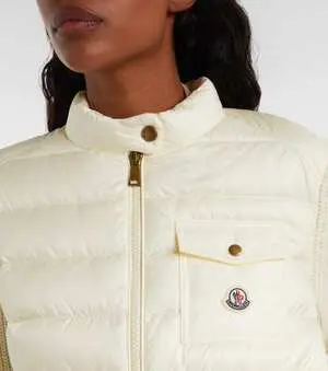 Moncler Down-paneled Wool And Cashmere Cardigan - White