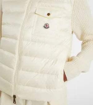 Moncler Down-paneled Wool And Cashmere Cardigan - White