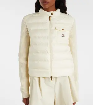 Moncler Down-paneled Wool And Cashmere Cardigan - White