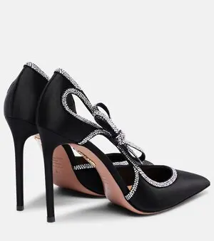 AQUAZZURA Soave Crystal 105 Embellished Satin Pumps