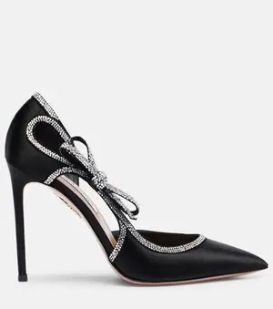 AQUAZZURA Soave Crystal 105 Embellished Satin Pumps