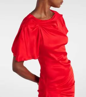 Victoria Beckham Draped Gathered Midi Dress - Red