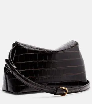 TOTEME T-lock Croc-effect Leather Clutch - Brown