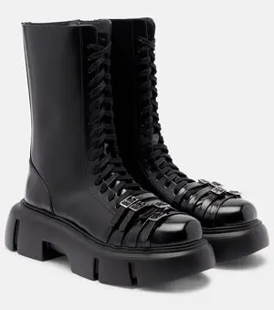 Simone Rocha Platform Leather Combat Boots - Black