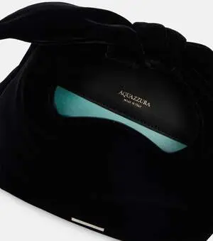 AQUAZZURA Bow Tie Small Velvet Tote - Black