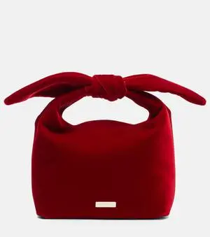 AQUAZZURA Bow Tie Small Velvet Tote Bag