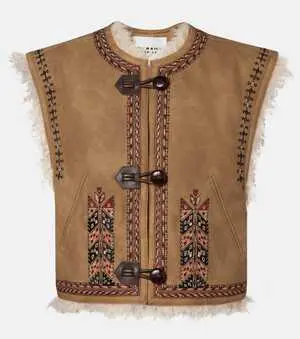 MARANT ETOILE Clemencia Embroidered Vest - Beige