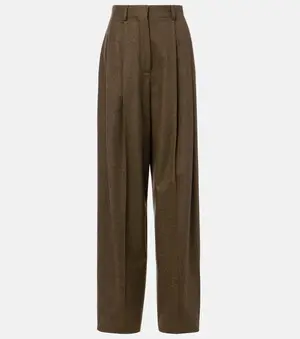 Loro Piana Kurt Wool And Cashmere Wide-leg Pants - Brown