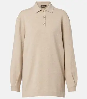 Loro Piana Classic Cashmere Polo Sweater - Beige