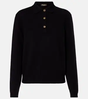 Loro Piana Classic Cashmere Polo Sweater Black