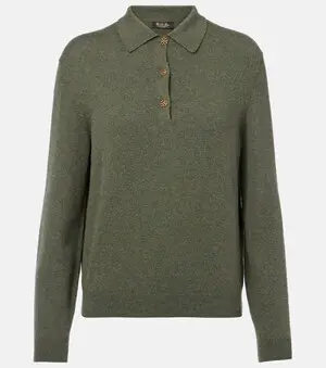 Loro Piana Classic Cashmere Polo Sweater - Green