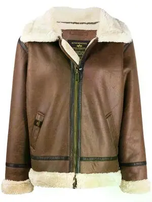 Alpha Industries Faux Shearling Aviator Jacket - Brown