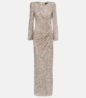 Jenny Packham Marie Sequined Gown - Beige