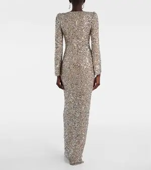 Jenny Packham Marie Sequined Gown - Beige