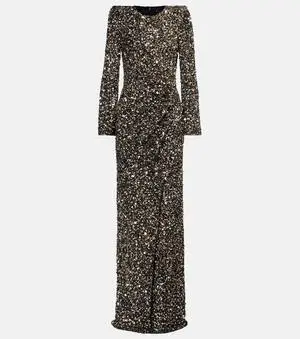 Jenny Packham Marie Sequined Gown - Black