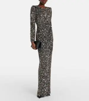 Jenny Packham Marie Sequined Gown - Black