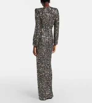 Jenny Packham Marie Sequined Gown - Black