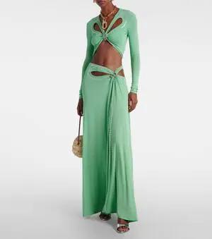 Rabanne Embellished Maxi Skirt - Green