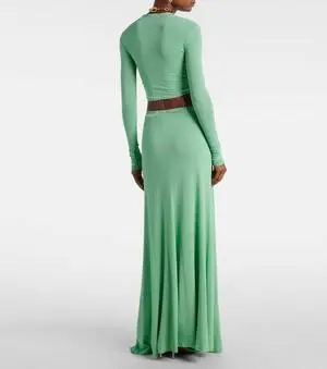 Rabanne Embellished Maxi Skirt - Green