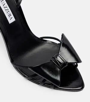 AQUAZZURA Leather Bow Detail Stiletto Sandals - Black