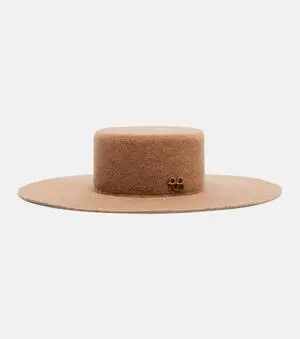 Ruslan Baginskiy Monogram Wool-blend Felt Canotier Hat - Beige