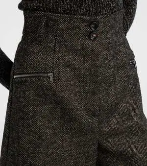 Max Mara Herringbone Wool-blend Shorts