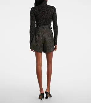 Max Mara Herringbone Wool-blend Shorts