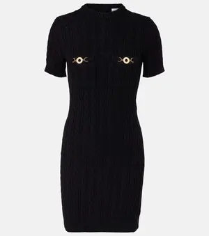 PATOU Cable-knit Wool And Cashmere Minidress - Black