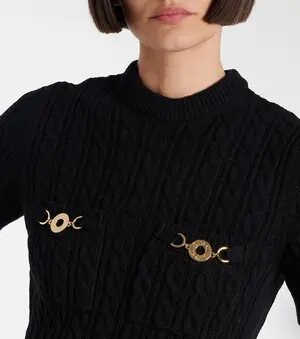 PATOU Cable-knit Wool And Cashmere Mini Dress - Black