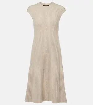 Loro Piana Ribbed-knit Cashmere Midi Dress - Beige