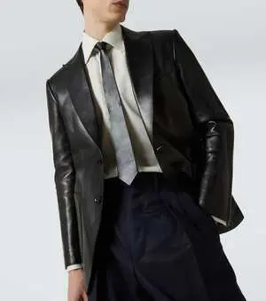TOM FORD Leather Neck Tie - Black