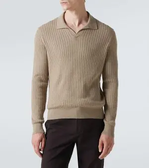 Loro Piana Ribbed-knit Cashmere Polo Sweater