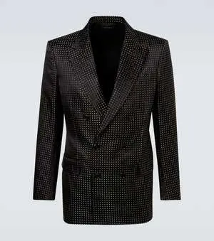 TOM FORD Polka-dot Silk Satin Suit Jacket - Black